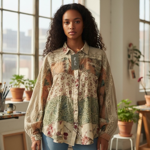 Young Threads | Tops | Nwt Young Threads Patchwork Western Boho Chic ...